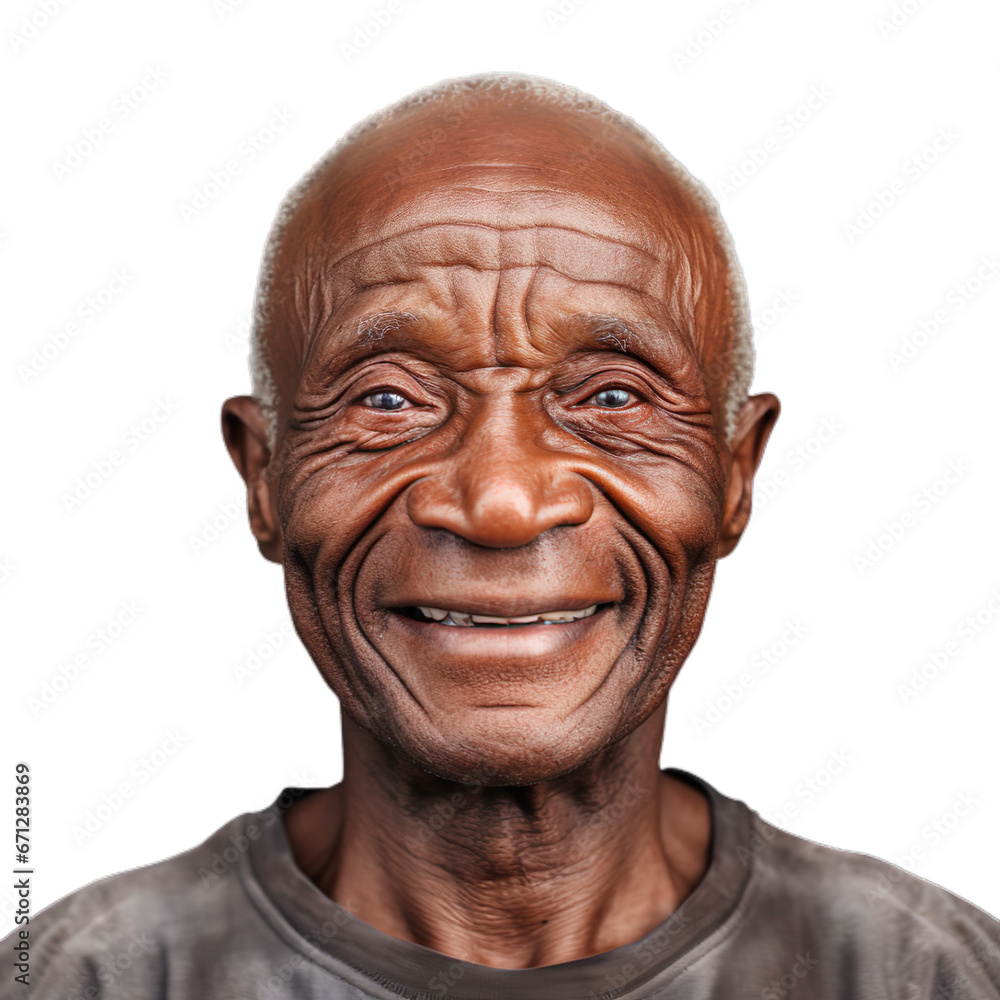 Front view old-age black American men on a white isolated transparent ...