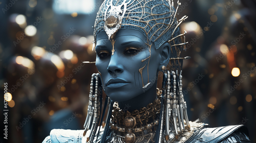 Anunnaki Princess - Blue Alien Human Hybrid looking Female in Elegant ...
