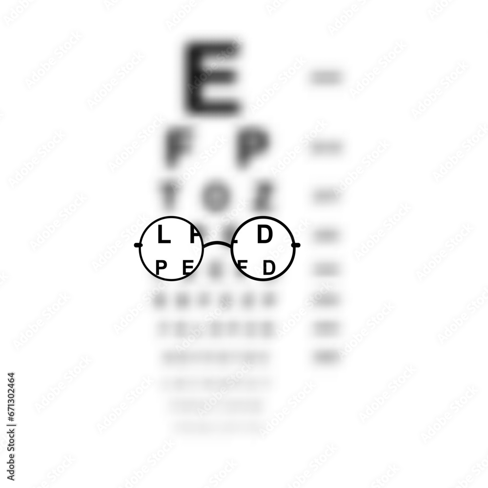 Glasses Optician In Snellen chart Eye test blurred, Vision Of Eyesight ...