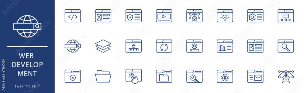 Web Development icon collection. Containing Cloud Computing, Cloud Security, Cloud, Content ...