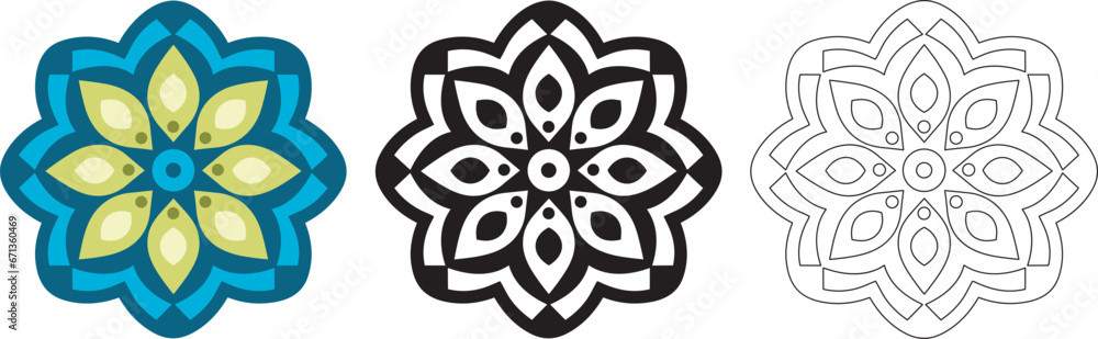 Mandala Pattern Designs in three different styles, floral mandal indian ...