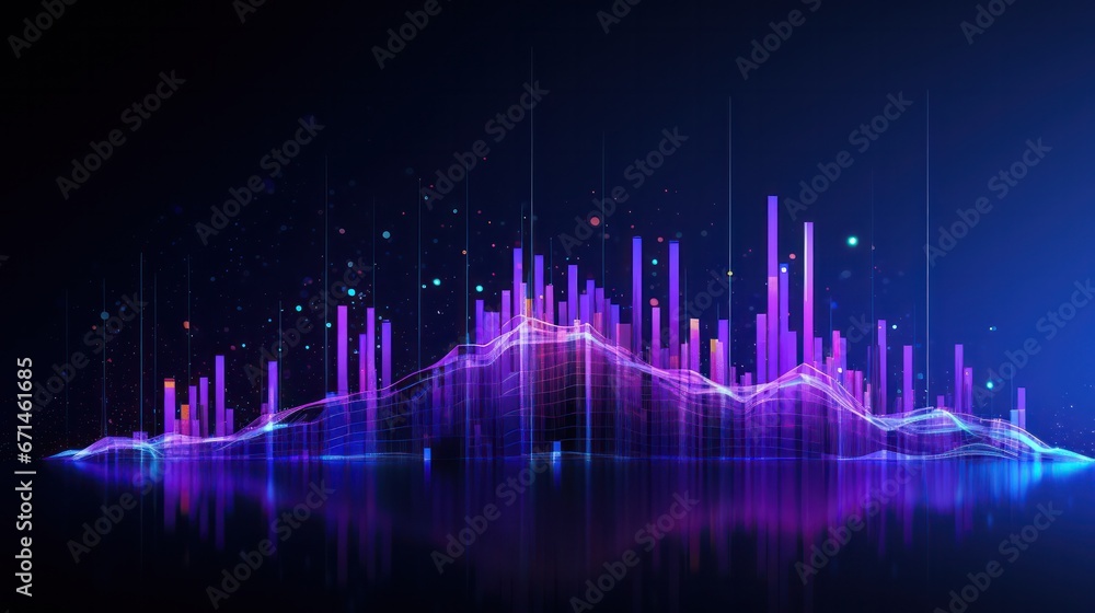 data visualization hi-tech futuristic infographic illustration in neon ...