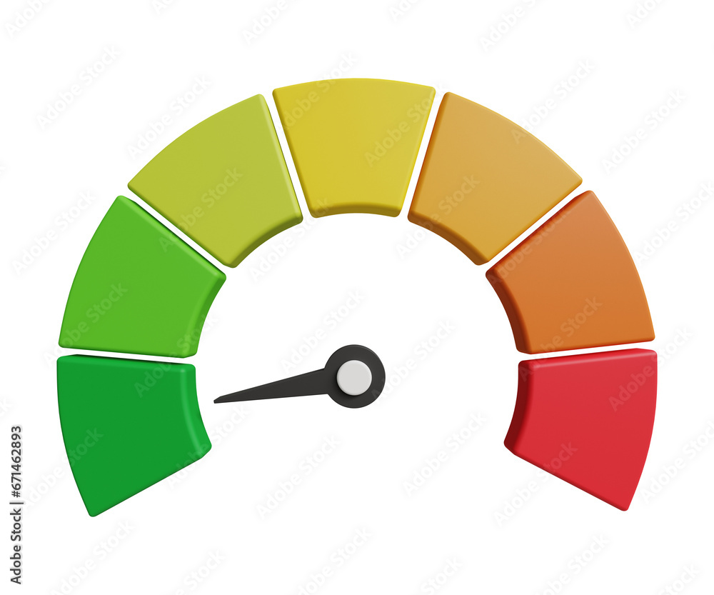3d Speedometer Icon Gauge Meter Performance Level Speed Dial Indicator Risk Or Progress