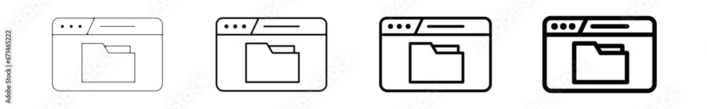 Icones pictogramme symbole Fenetre ordinateur interface dossier ranger ...