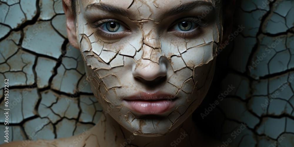 Woman with dry skin, girl with cracks and dermatitis. Generative AI ...