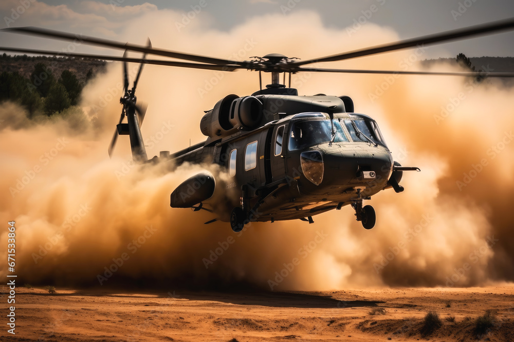 helicopter landing in cloud of dust , Israeli Sikorsky UH 60 Black Hawk ...