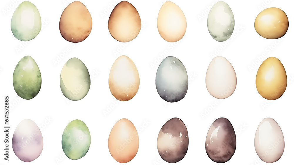 Watercolor Set of egg elements collection clipart . generative ai Stock ...