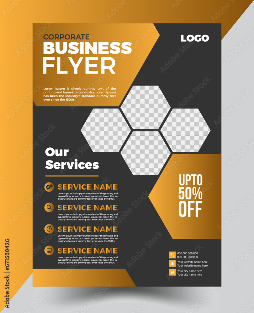 fiyer design, blue colour, Corporate Presentation Collection, Portfolio, Vector Illustration ...
