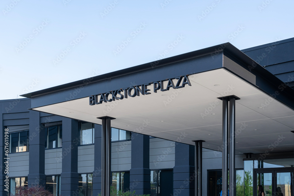 Omaha, NE, USA - May 6, 2023: Blackstone Plaza entrance in Omaha, NE ...