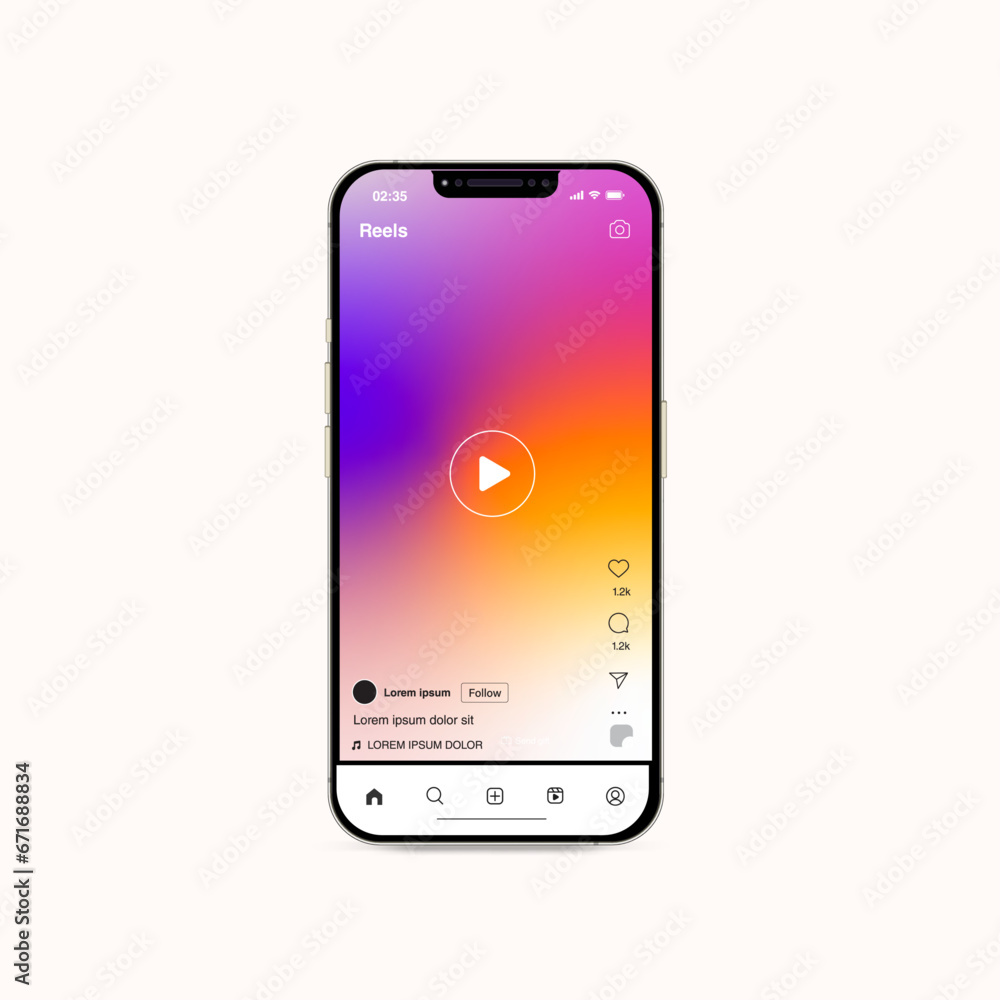 instagram reel smart phone template set, high quality vector eps ...
