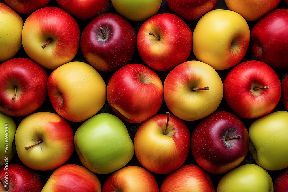 Several varieties and colors of apples. AI generated content. Stock ...