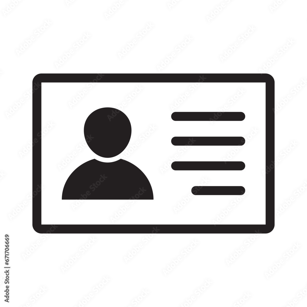 ID Card icon collection. Employee clerk card, driver license ...