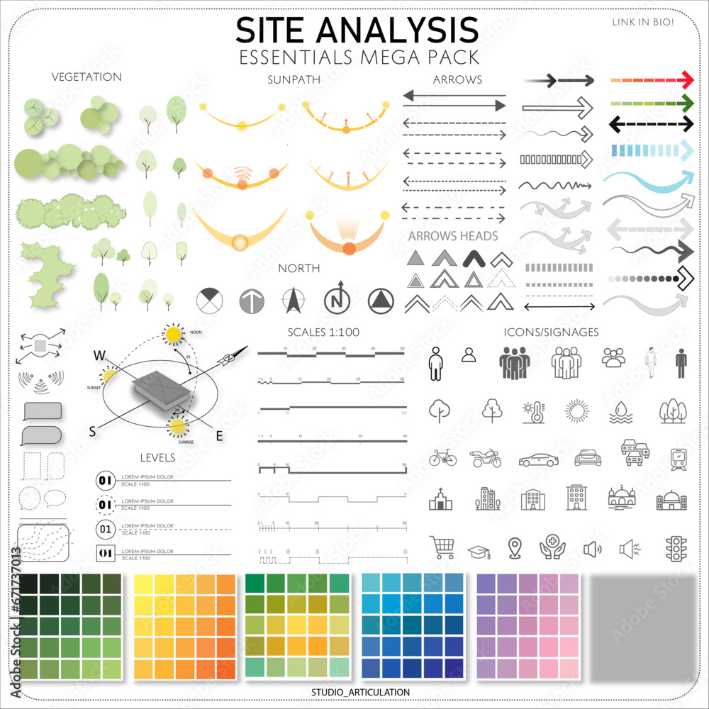 ARCHITECTURE SITE ANALYSIS MEGA PACK Stock Vector | Adobe Stock
