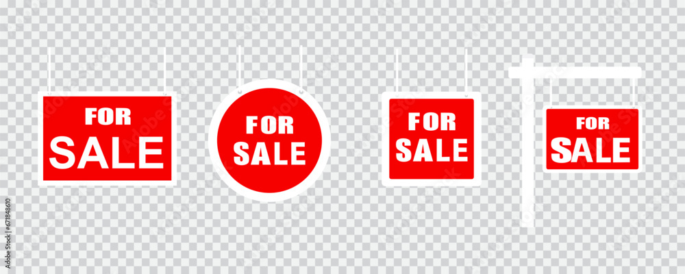 Real estate sale signs. Home sale sign red sign. Vector isolated signs ...