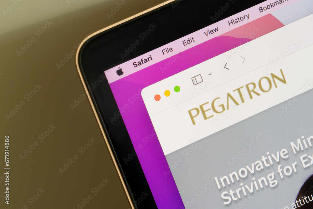 Portland, OR, USA - Nov 2, 2023: Pegatron logo is seen on its corporate ...