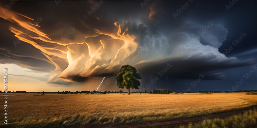 A Large Storm Cloud Forming a Menacing Storm with Lightning, Thunder ...