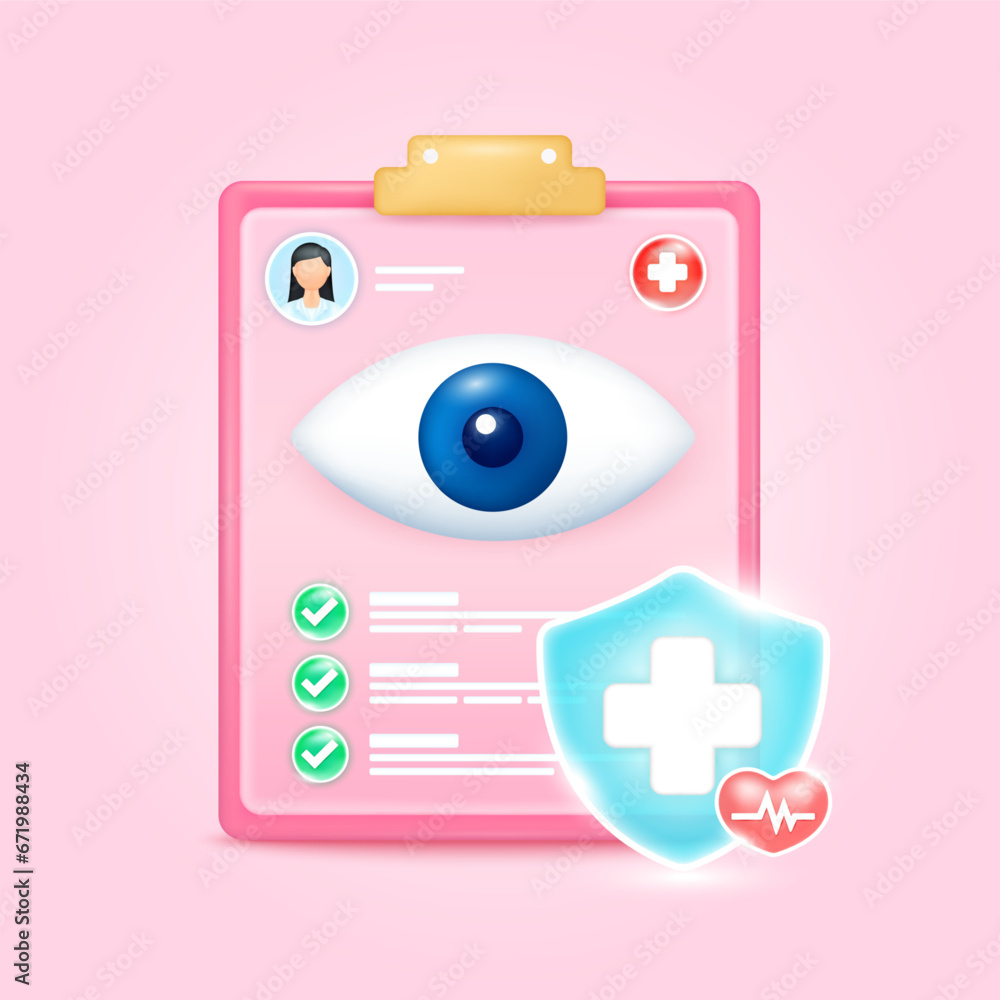 Medical document form board. Eye check up list for health doctor ...