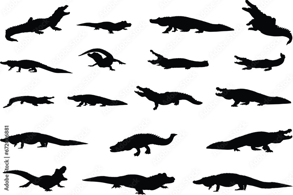 Alligator silhouettes, Crocodile silhouette, Alligator svg, Crocodile ...