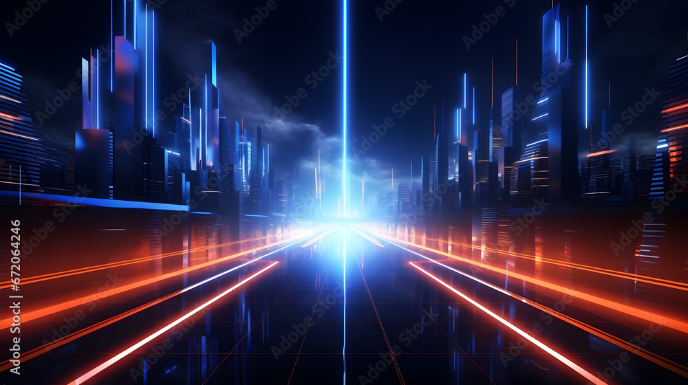 traffic in the city,Future technology line background and light effect ...