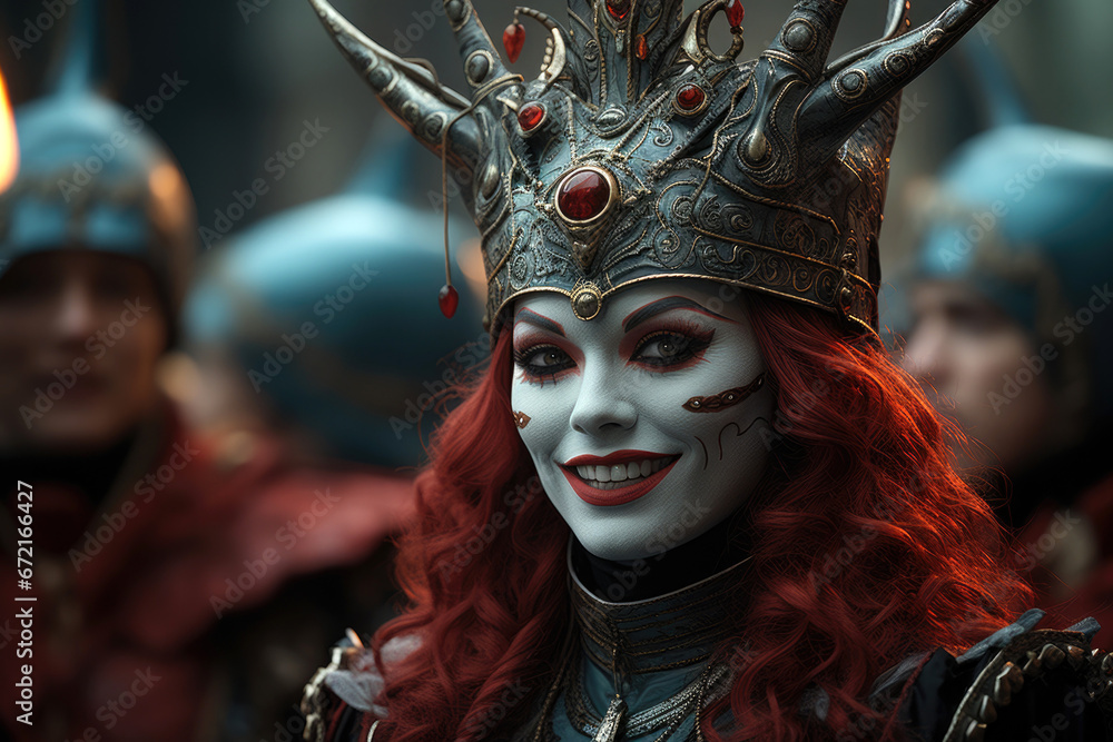 Queen of the battlefield showcases fierce beauty with elaborate costume ...