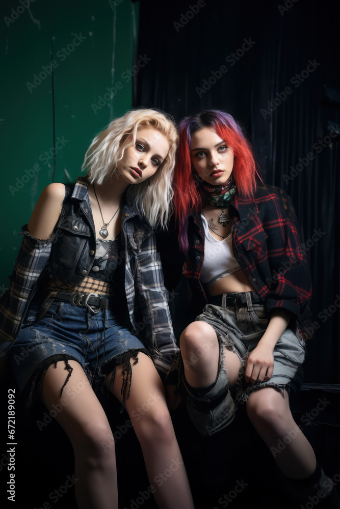 Models dressed in a revival of '90s grunge fashion, highlighting the ...