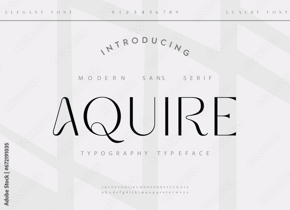 AQUIRE premium luxury elegant alphabet letters and numbers. Elegant ...
