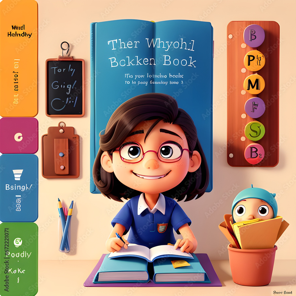 kids book cover page design Stock Illustration | Adobe Stock