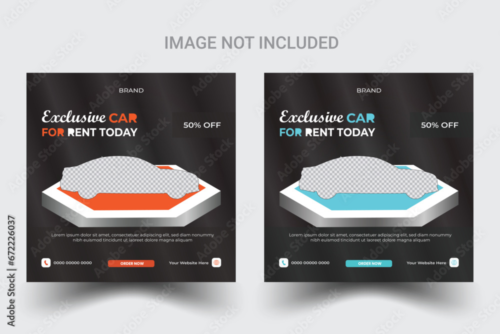 Luxury, exclusive car rental social media post promotion banner ...