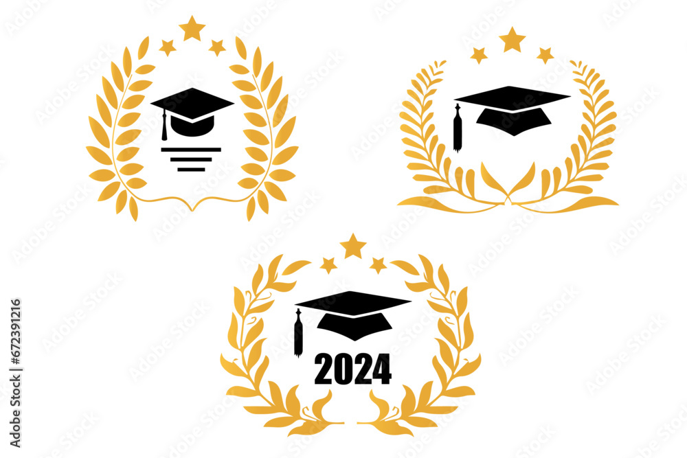 Set of class of 2024 graduation award emblem design template ...