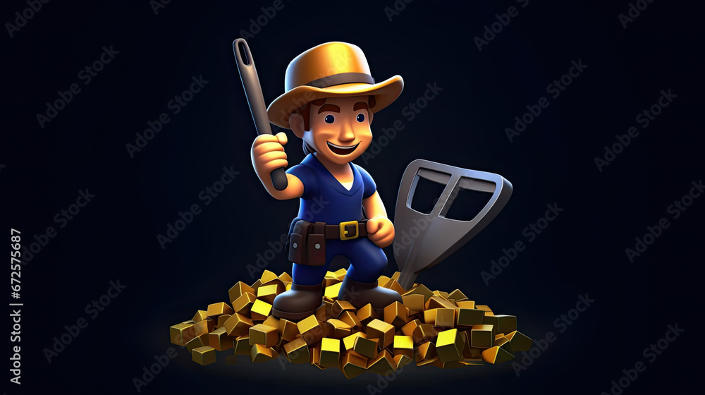 Cartoon Drawing Of gold Miner Stock Illustration | Adobe Stock