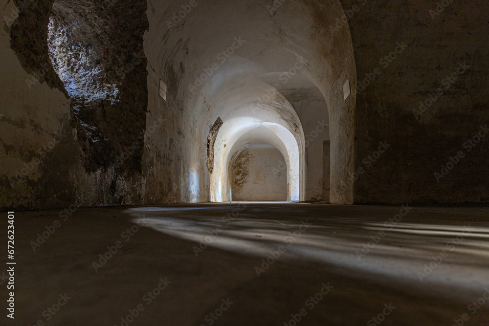 tunnel of concrete fortifications of the First World War, forts ...
