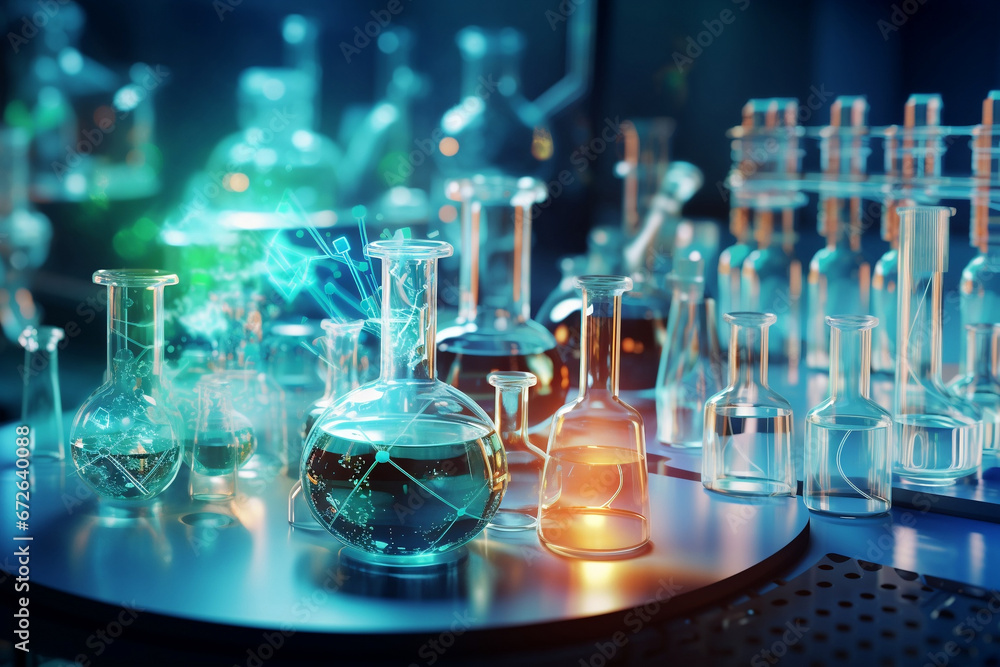 tubes with liquids in a biological laboratory Stock Photo | Adobe Stock