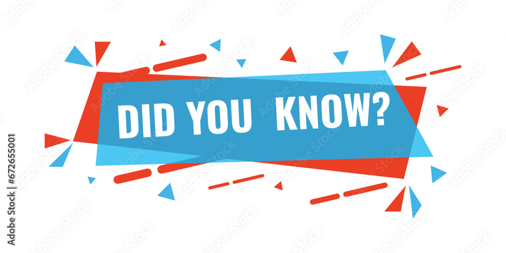 Did you know icon in flat style. Banner interesting facts vector ...