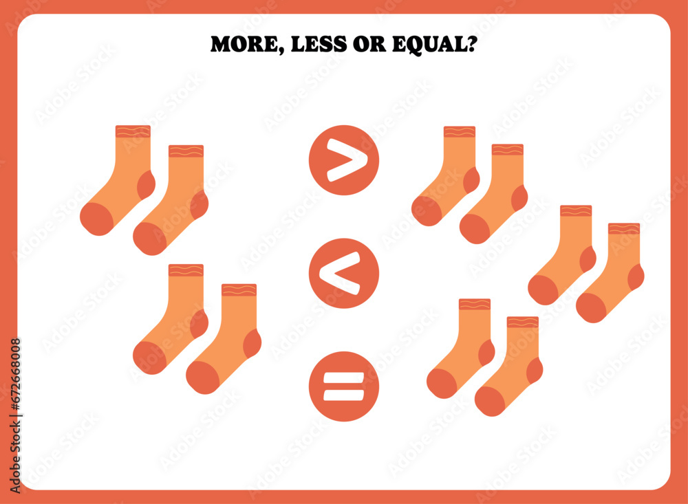 More less or equal. Educational math game for kids. Printable worksheet design for preschool ...