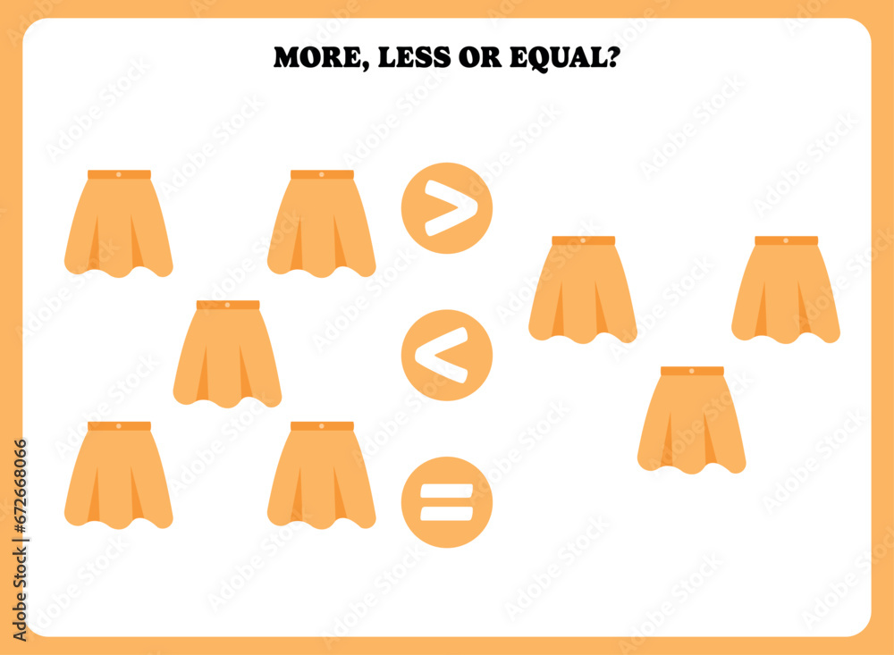 More less or equal. Educational math game for kids. Printable worksheet ...