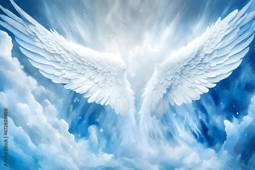 angel wings with mystic divine sky like spiritual, angelic, religious ...