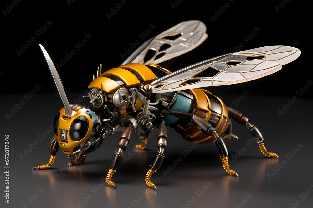 The robotic bee, with its intricately designed wings and sensors ...