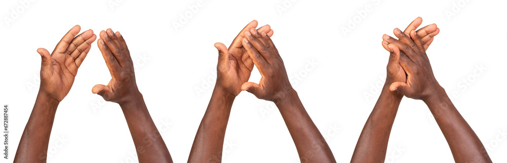 Rounds of applause. Man clapping his hands together isolated on white ...