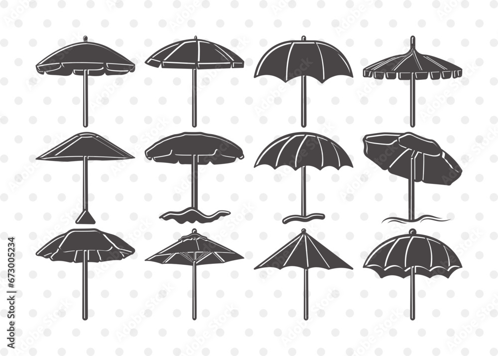 Vector de Stock Beach Umbrella Clipart SVG Cut File | Beach Umbrella ...
