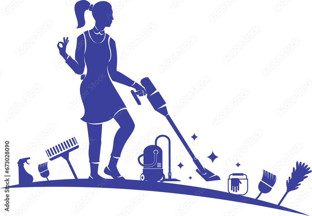 Cute cartoon Housekeeper Maid Logo Sign Stock Illustration | Adobe Stock