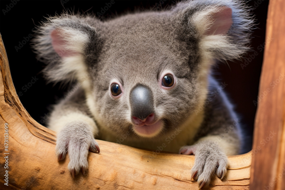 cute little koalas looking from the tree, Generated AI Stock ...