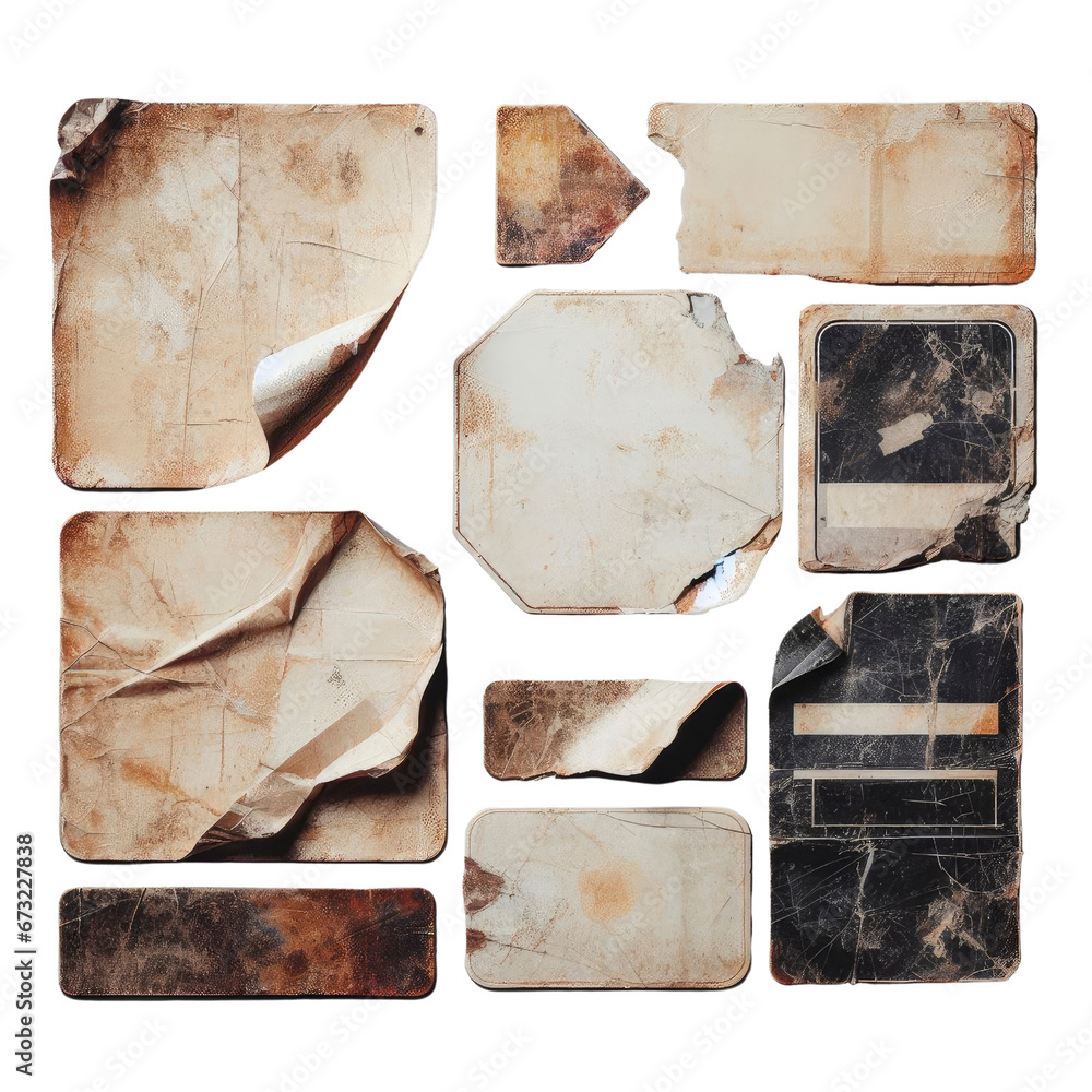 Old Grunged Crushed Dirty Ripped Recycled Torn paper sticker label ...