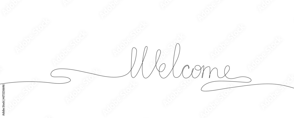 Welcome hand drawn line calligraphy. Modern continuous line lettering ...