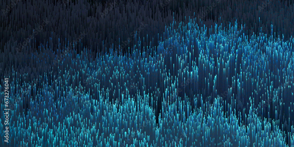 Big data flow in pixel art style. Futuristic neon glowing pixel sorting ...