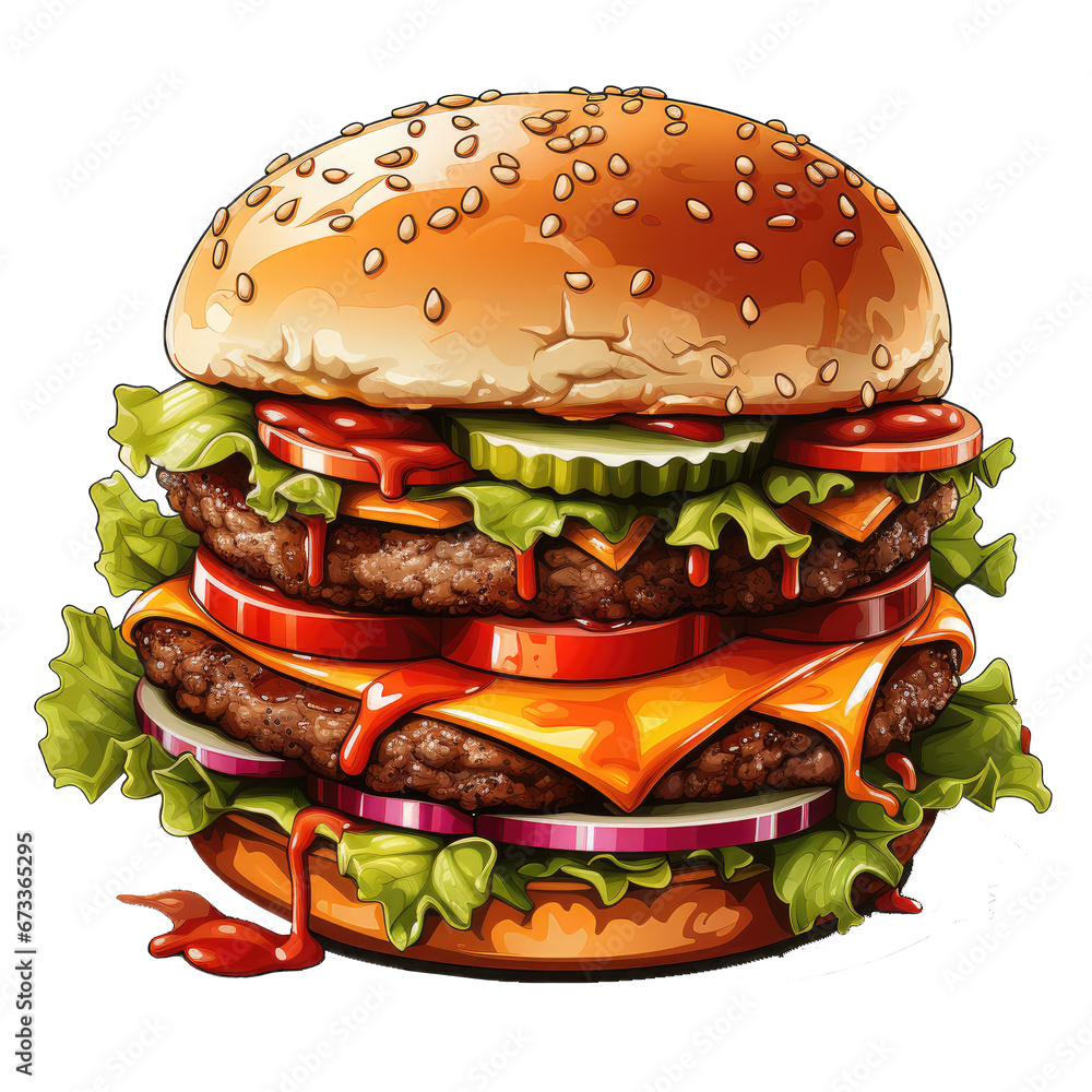 juicy tasty hamburger / cheeseburger . Clipart PNG image . Transparent ...