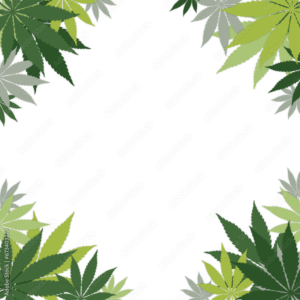Cannabis leaves illustration frame on transparent background. Marijuana ...