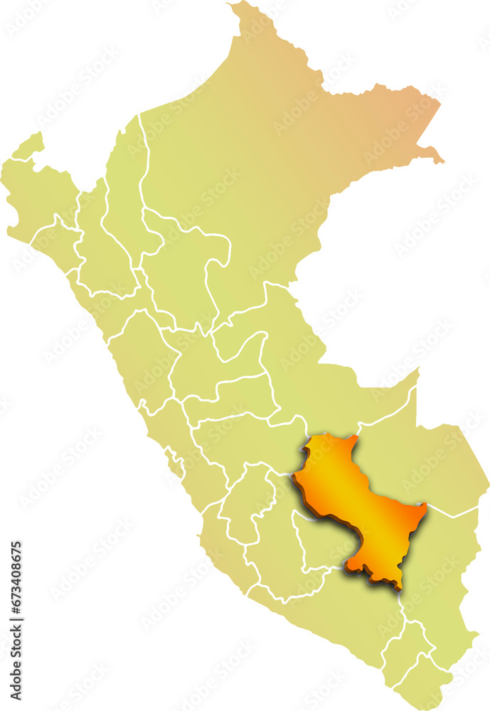 CUSCO map OF PERU 3d map Stock Illustration | Adobe Stock