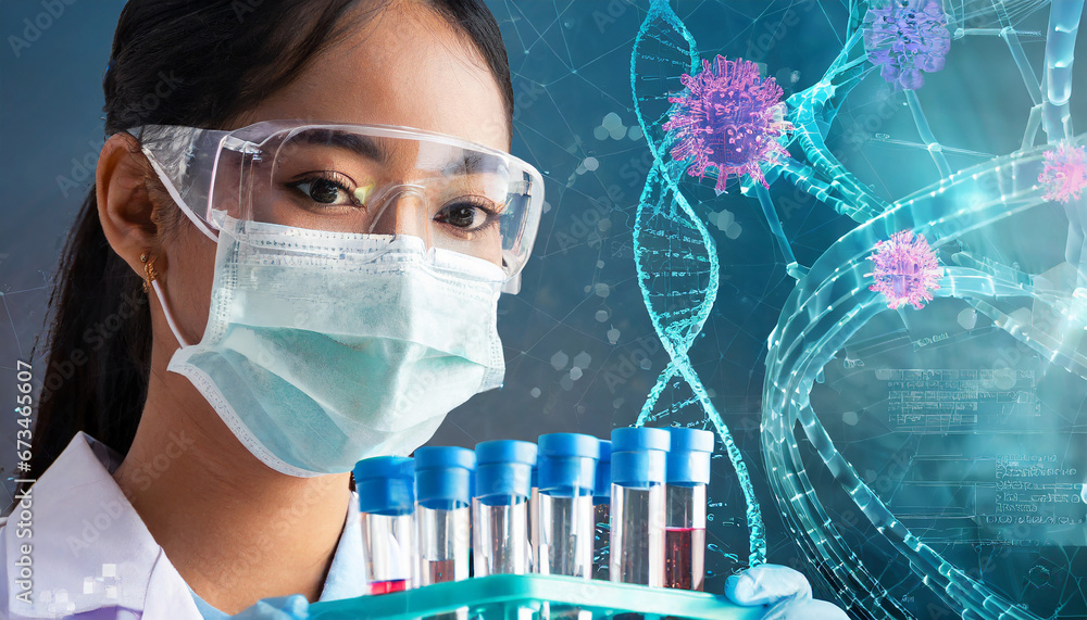 scientist holding medical testing tubes or vials of medical ...