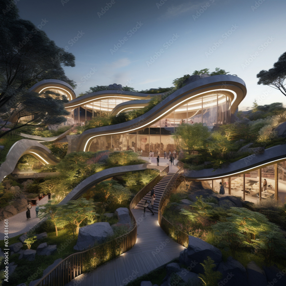 Create an innovative architectural design for a cinema city complex ...
