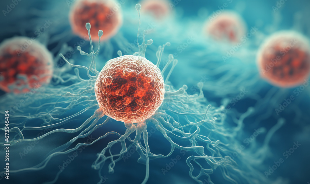 Macro scientific close up of a human cell. Organism in a human body ...